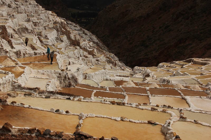 The salt pans of Maras stock image. Image of outdoors - 130903807