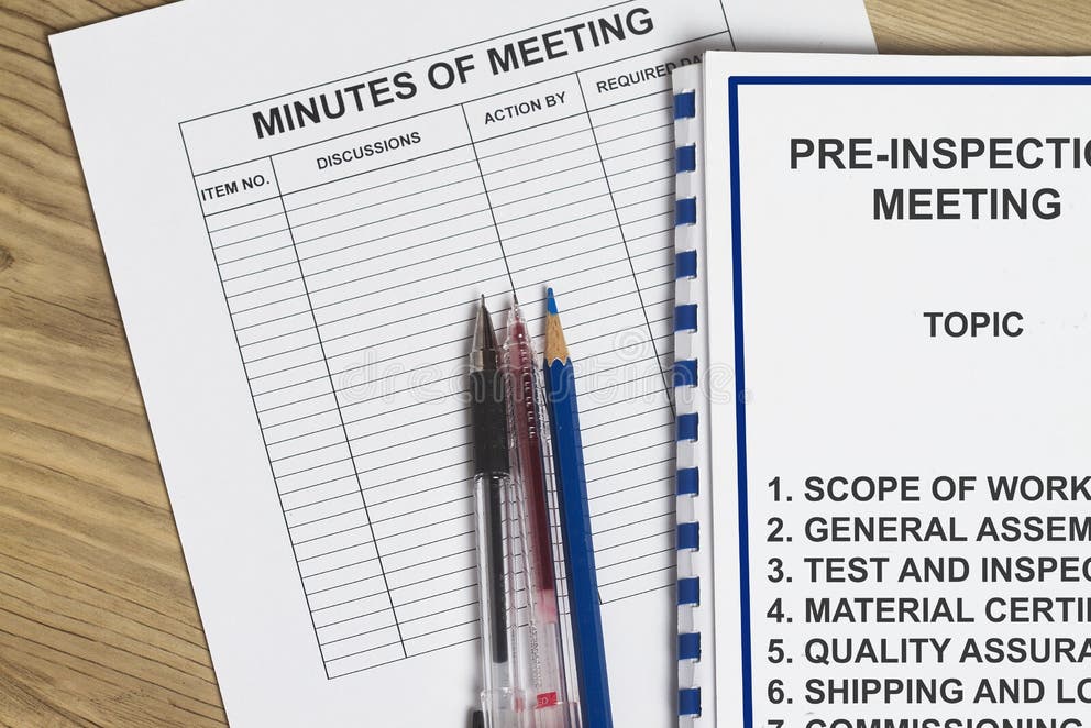 Pre-inspection Meeting KOM Notes Concept Stock Photo - Image of project ...