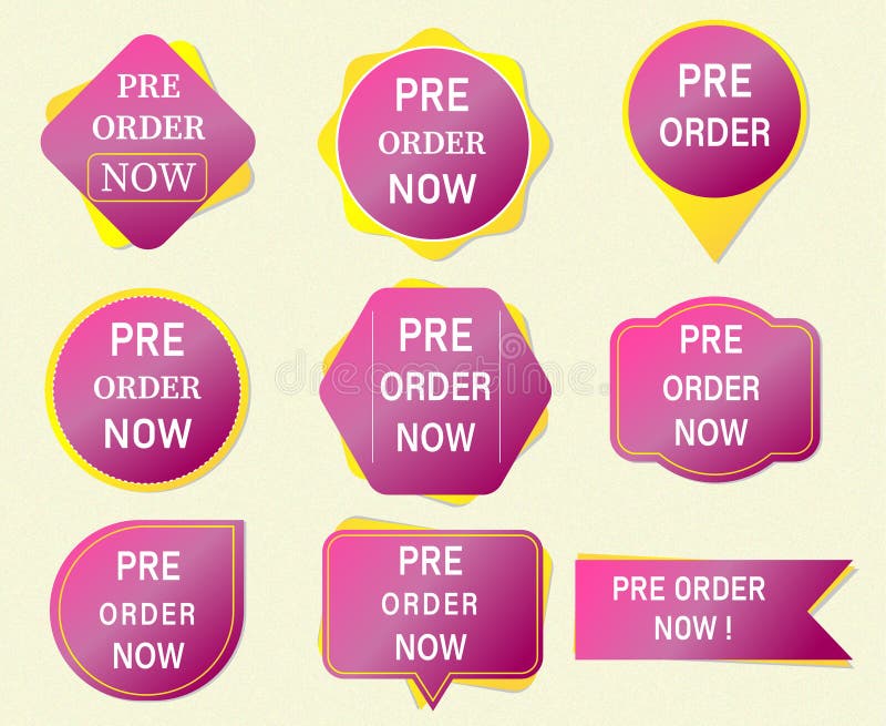 Pre Order Label Set Collection Editable Stock Vector - Illustration of ...
