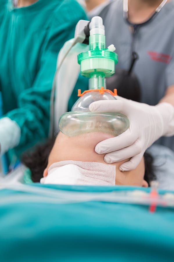 Pre Oxygenation Chin Lift Position with Holding Oxygen Mask Stock Photo ...