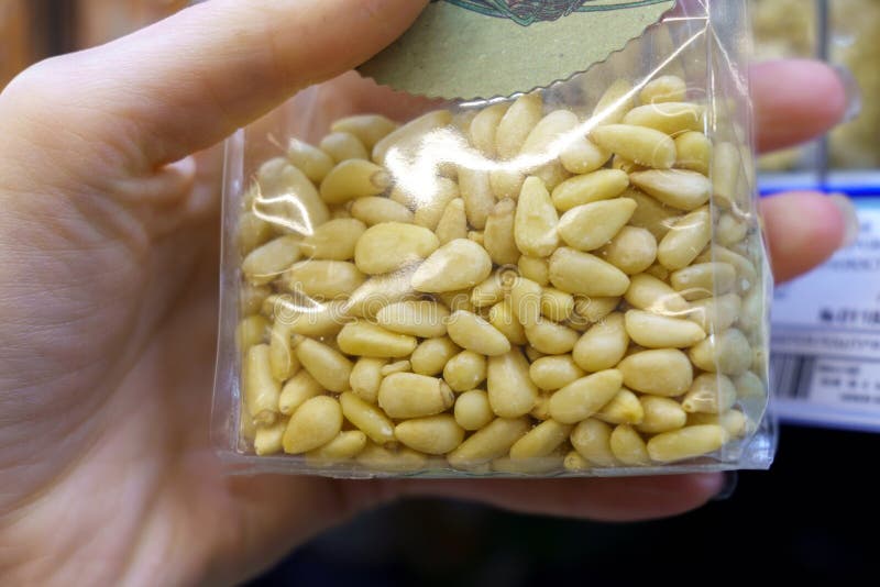Pre Packaged Snacks Pine Nuts on the Shelves of the Hypermarket ...
