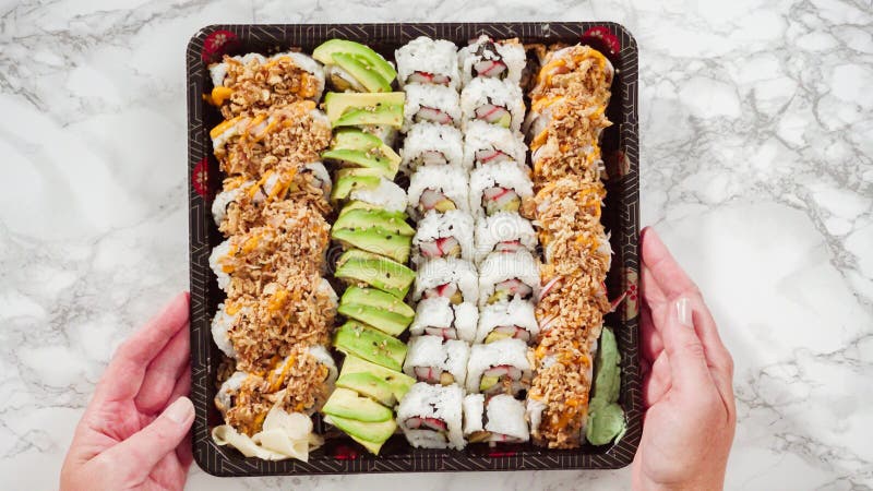 Pre-packaged sushi stock image. Image of traditional - 261001061