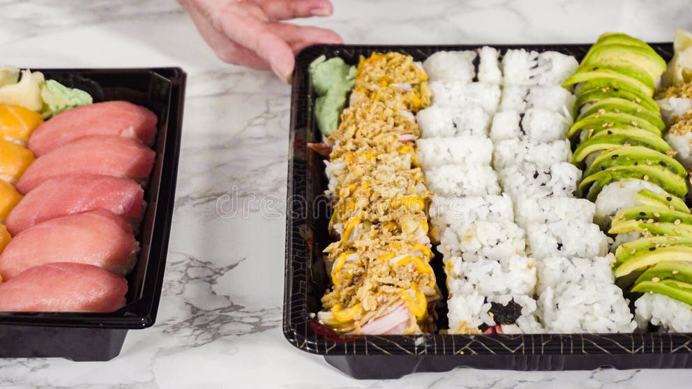 Pre-packaged sushi stock photo. Image of assorted, heritage - 255223790