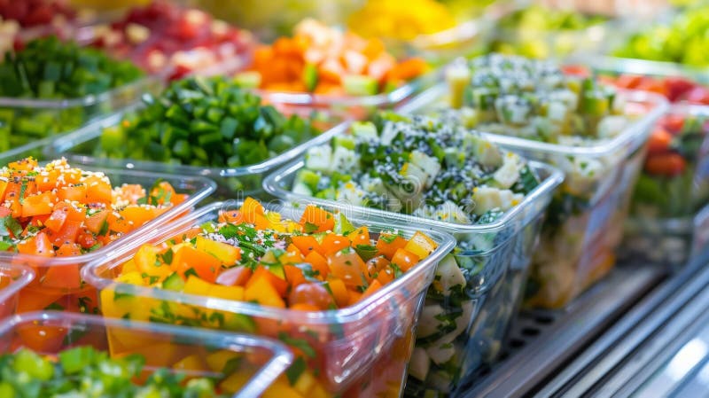 Pre-packaged Vegetable Salads Contained in Plastic Containers in a ...