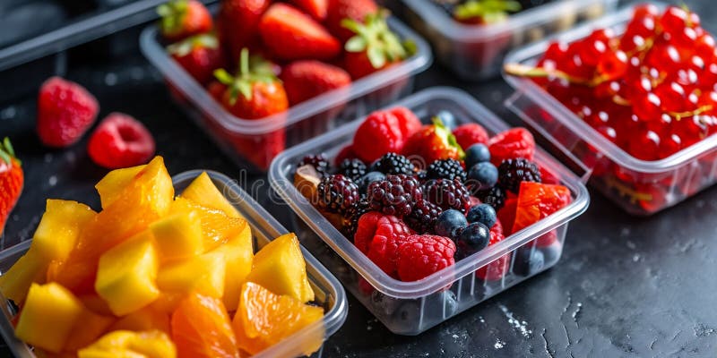 Pre Packed Fresh Fruit Selections in Plastic Containers, Convenience ...