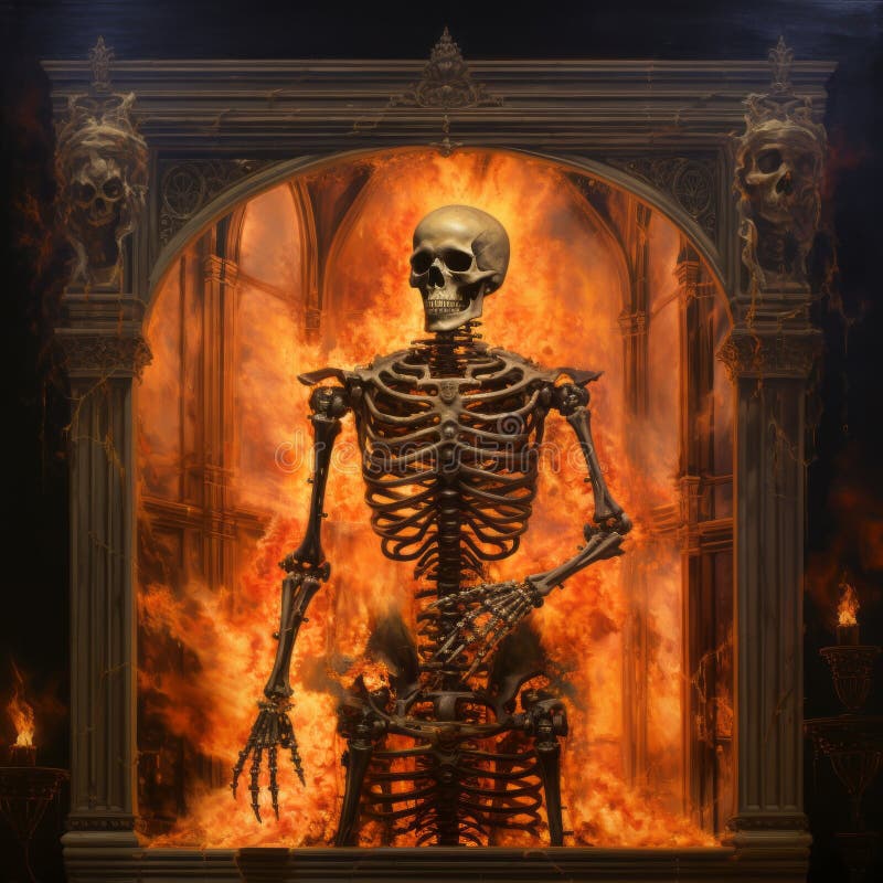 Pre-raphaelite Skeleton in Flames: Classical Figurative Realism Art ...