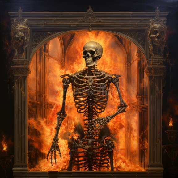 Pre-raphaelite Skeleton in Flames: Classical Figurative Realism Art ...