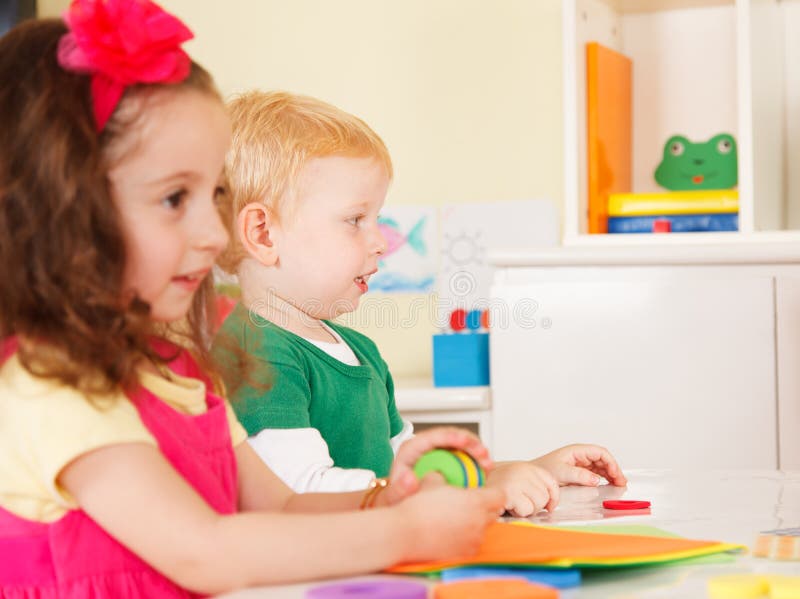Pre-school Children in the Classroom Stock Photo - Image of industry ...