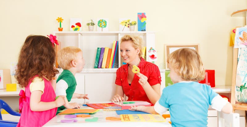 Pre-school Children in the Classroom with the Teacher Stock Photo ...