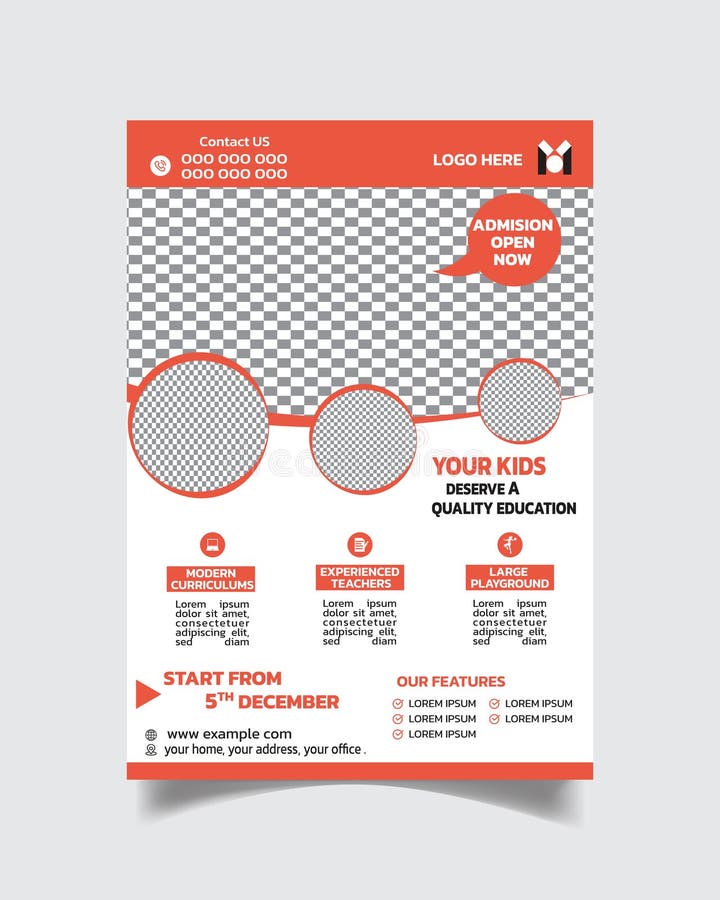 Pre-School and Education Flyer Template Design or School Admission ...