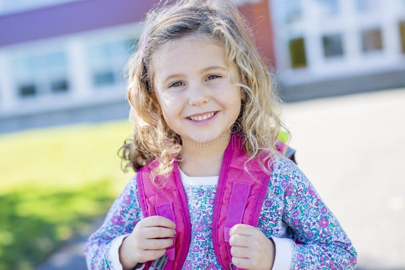 Pre-school Student Going To Stock Photo - Image of preschooler, outside ...