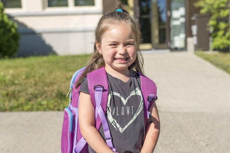 Pre-school Student Going To School with Smile Stock Image - Image of ...