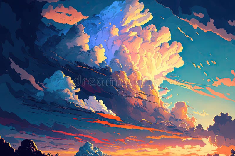 Pre-sunset clouds stock illustration. Illustration of light - 272578957
