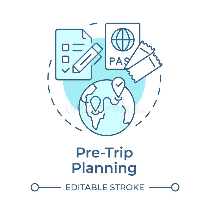 Pre Trip Planning Soft Blue Concept Icon Stock Illustration ...