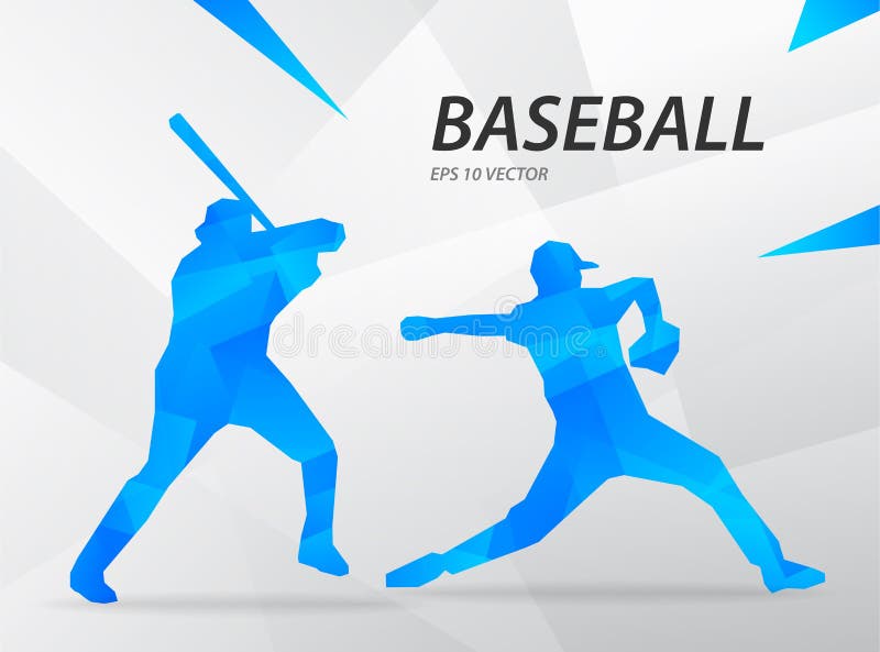Blue Modern Vector Graphic Baseball Player on Abstract Background Stock ...