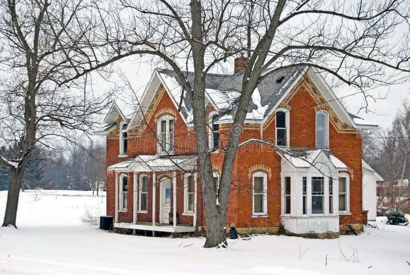 Pre-War Home stock photo. Image of exterior, brick, snowy - 12890570