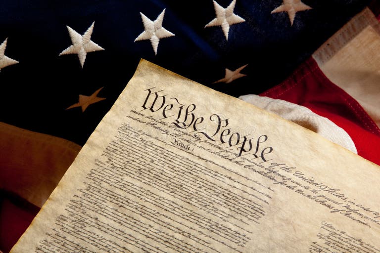 Preample of the Constitution and American Flag Stock Image - Image of ...