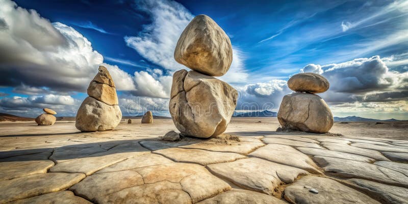 Precariously Balanced Rocks Under a Dramatic Sky a Study in Natural ...