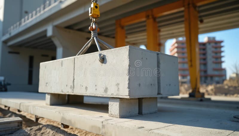 Precast Concrete Bridge Lifted by Crane for Modular Assembly. Civil ...
