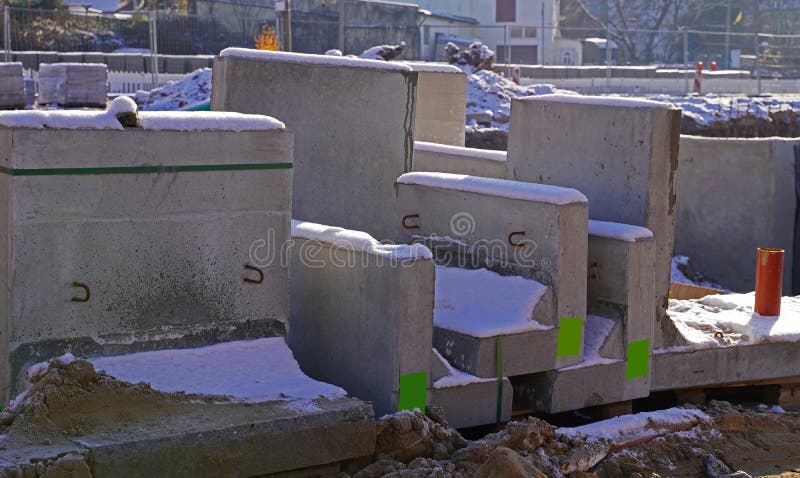 Precast Concrete Elements on a Construction Site in Halle an Der Saale ...