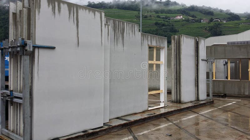 Precast Concrete Solid Walls in a Transport Rack Ready for Transport To ...