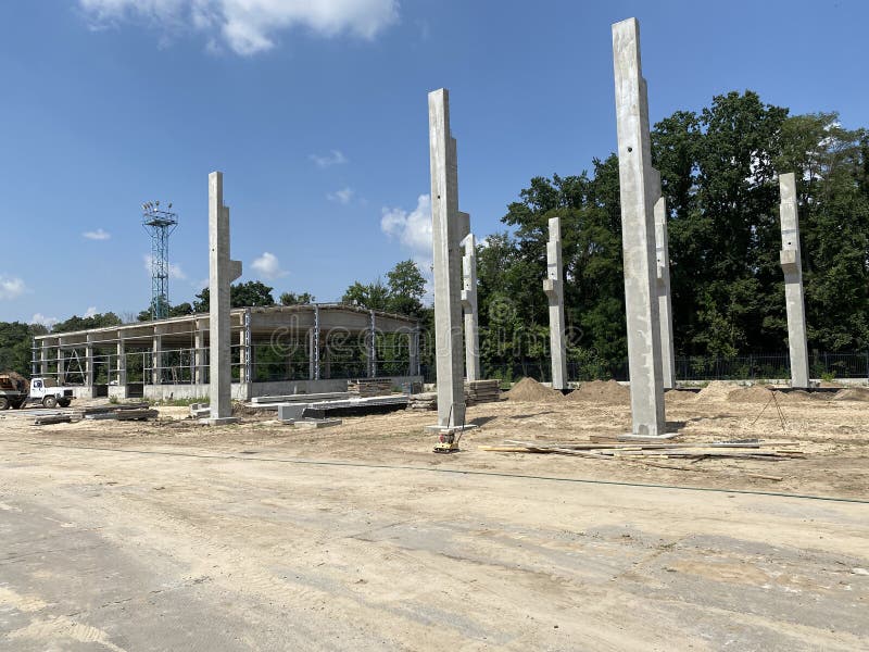 Precast Concrete Structures of a Public Building. Stock Image - Image ...