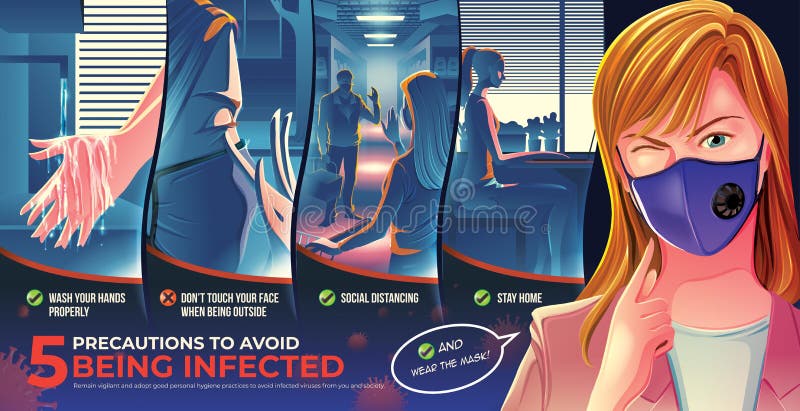 5 Precautions Avoid Being Infected Stock Illustration - Illustration of ...