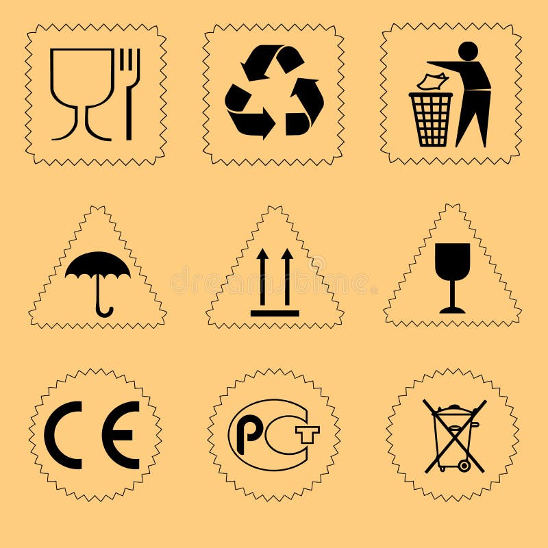 Set Cardboard box symbols stock illustration. Illustration of delivery ...