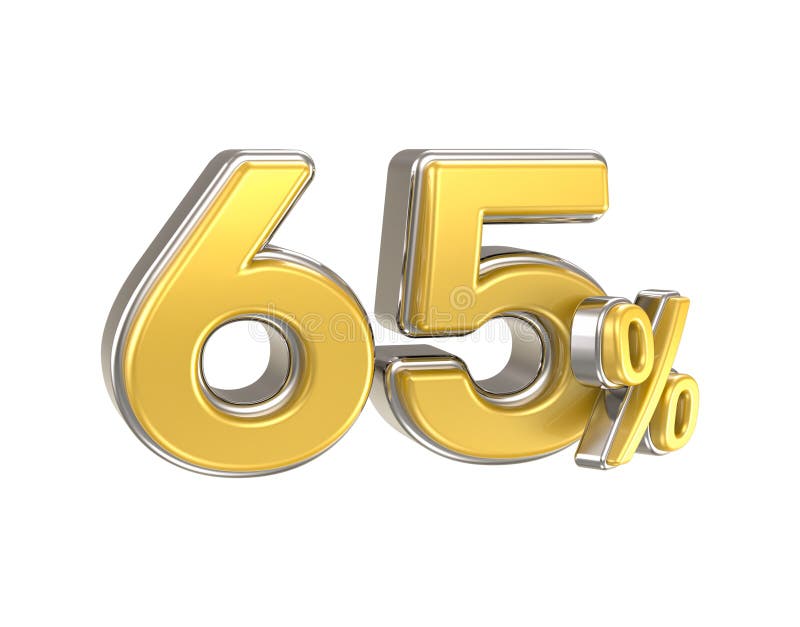 Precent Number 65 Gold with White Background Stock Illustration ...
