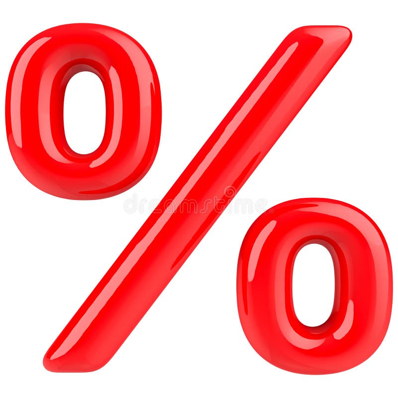 Precent Red 3D Render with White Background Stock Illustration ...