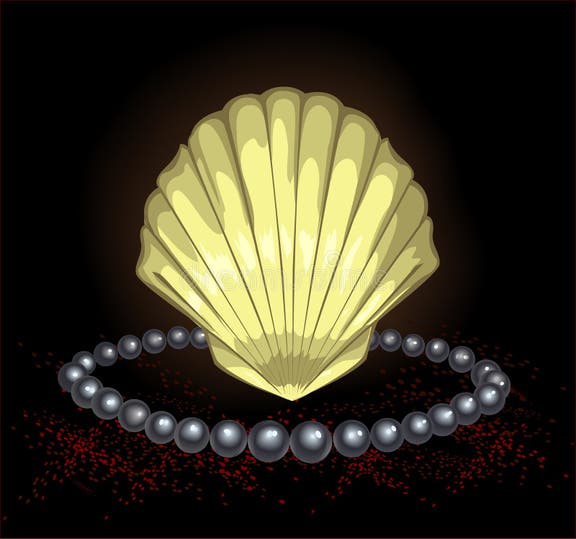 Precious Black Pearl Shells Stock Vector - Illustration of fabric ...