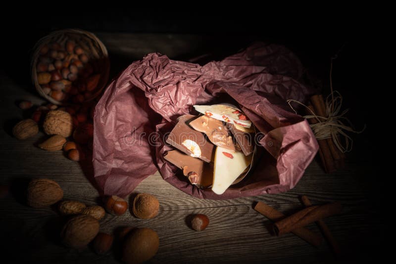 Precious Chocolate in Paper Stock Image - Image of gourmet, broken ...