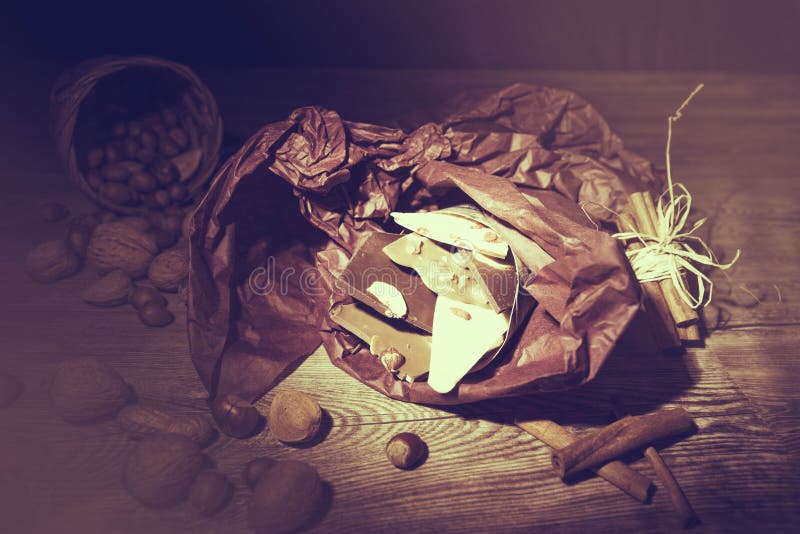 Precious Chocolate in Paper Stock Image - Image of chunk, background ...