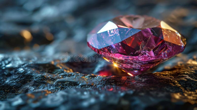 A Precious Colorful Stone on a Rock Stock Illustration - Illustration ...