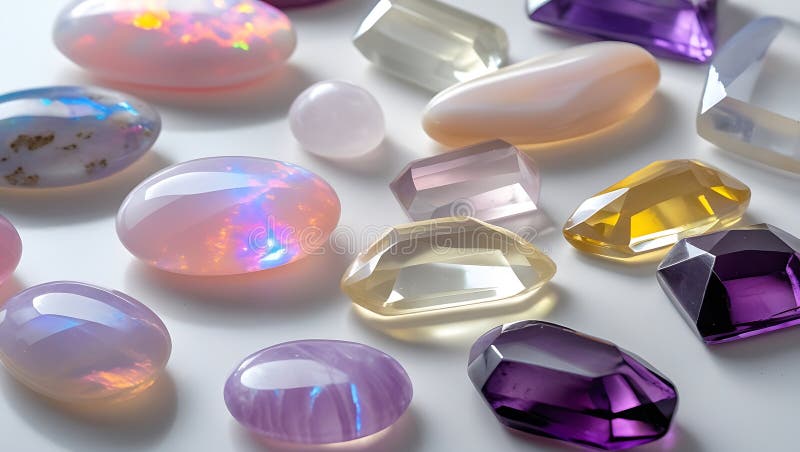 Precious Gems Collection of Colorful Gemstones on Display Stock ...