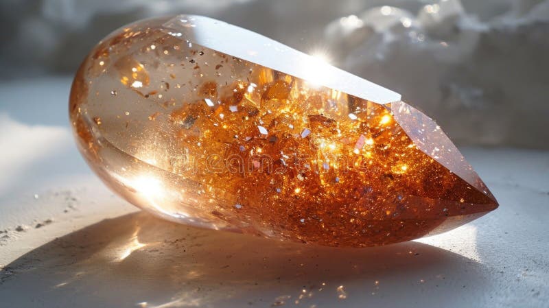 Precious Gemstone Sunstone on White Background Stock Illustration ...