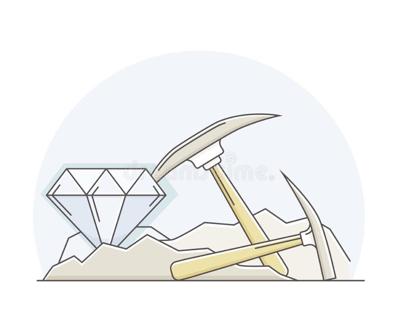 Mining Pickaxe Tool Hitting Rock Vector Icon Stock Vector ...