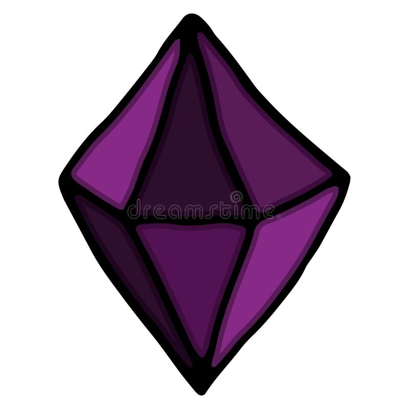 Precious Purple Stone. Trendy Vector Hand Drawn Illustration Stock ...