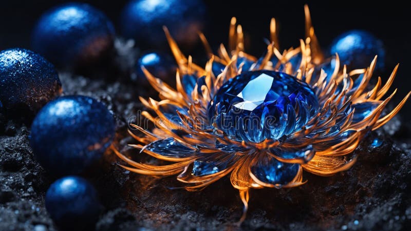 Precious Sapphire Blue Stone Stock Illustration - Illustration of light ...