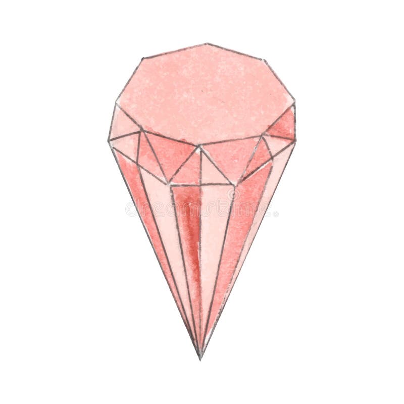 Precious Stone, Ruby Red Crystal Watercolor Vector Illustration. Stock ...
