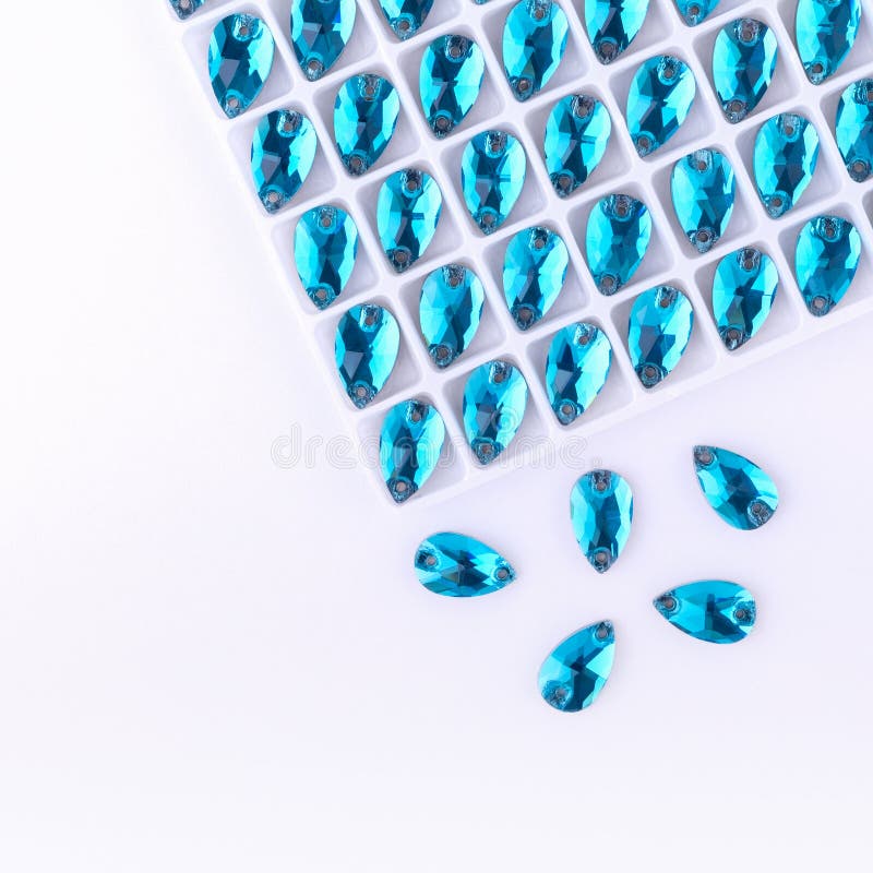 Precious Stones Blue Color in the Pallet on a White Background. Stock ...