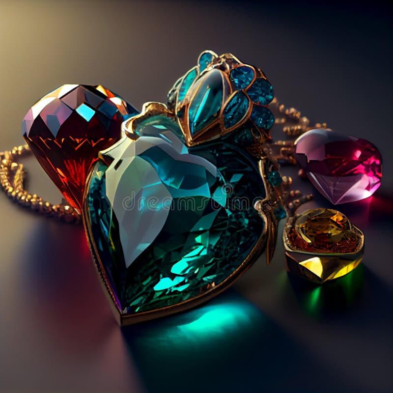 Precious Stones on a Dark Background with Glare. AI Generated Stock ...