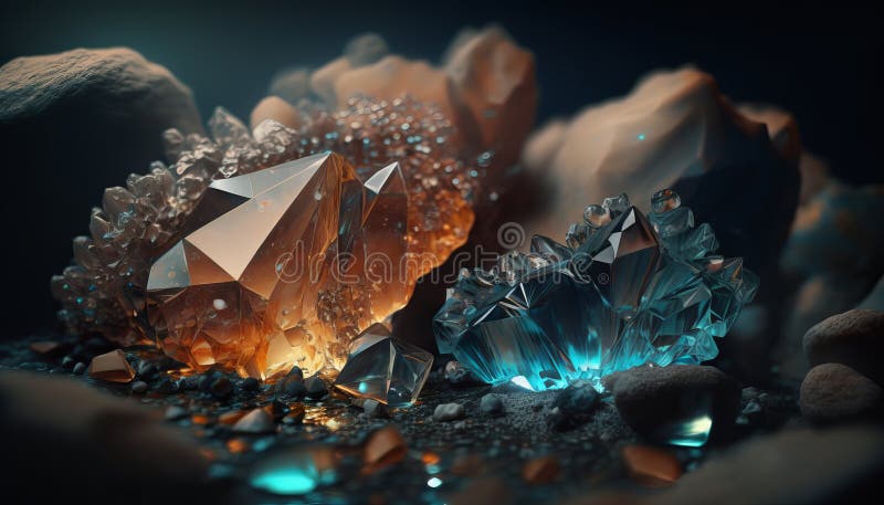 Precious Stones in the Form of Multi-colored Crystals. Stock ...