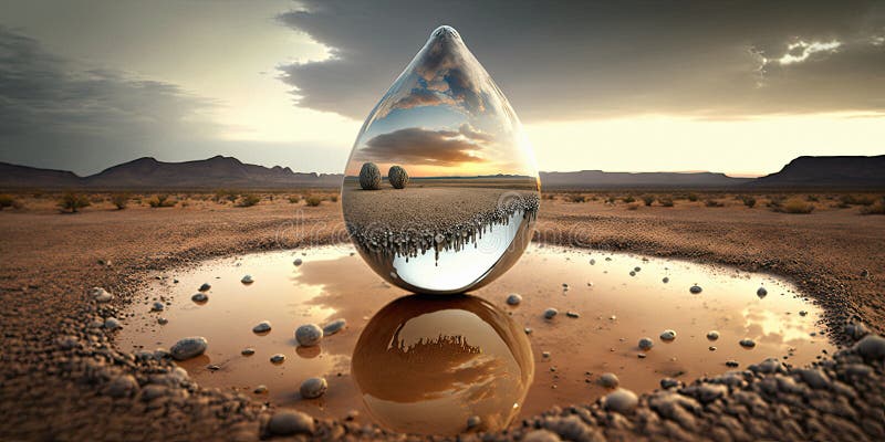 Precious Water Conservation Concept, Reflection of Earth Inside a ...