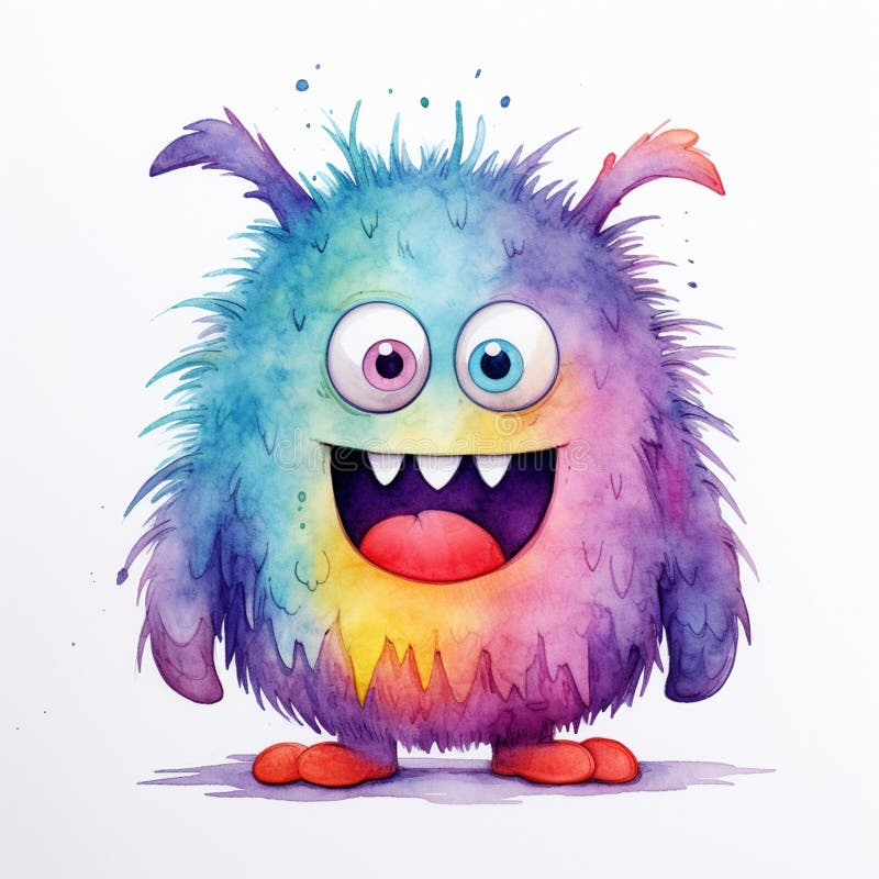 A Precious Watercolor Monster is a Treasure Stock Illustration ...