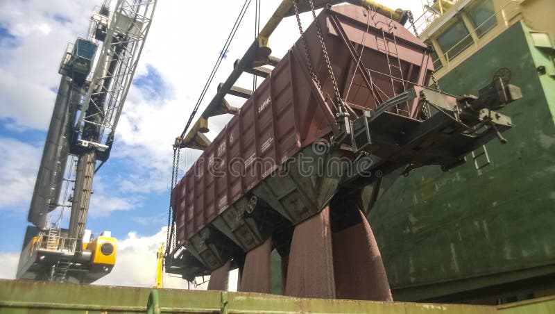 The Cargo Compartment of the Ship, Filled with Coal. Loading of Stock ...