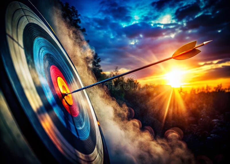 Precise Aim Perfect Strike a Double Exposure Image of an Arrow Hitting ...