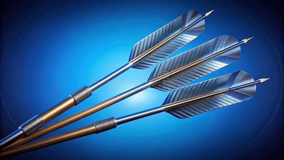 Precise Aim Three Arrows Striking Bullseyes in a Gradient Blue Background Stock Illustration ...