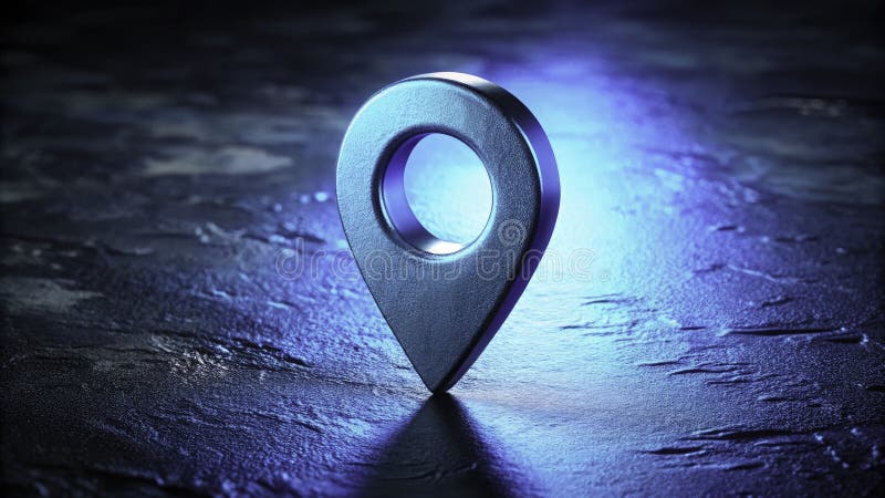 Precise Blue Map Pin on a Dark Background HighDetail Location Marker ...
