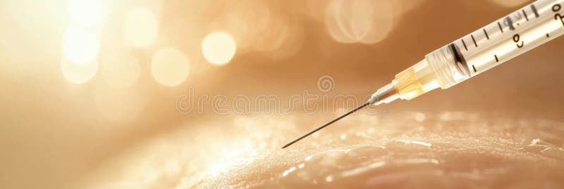 Close Up of a Cosmetic Injection Needle Poised Near Smooth Skin with a ...